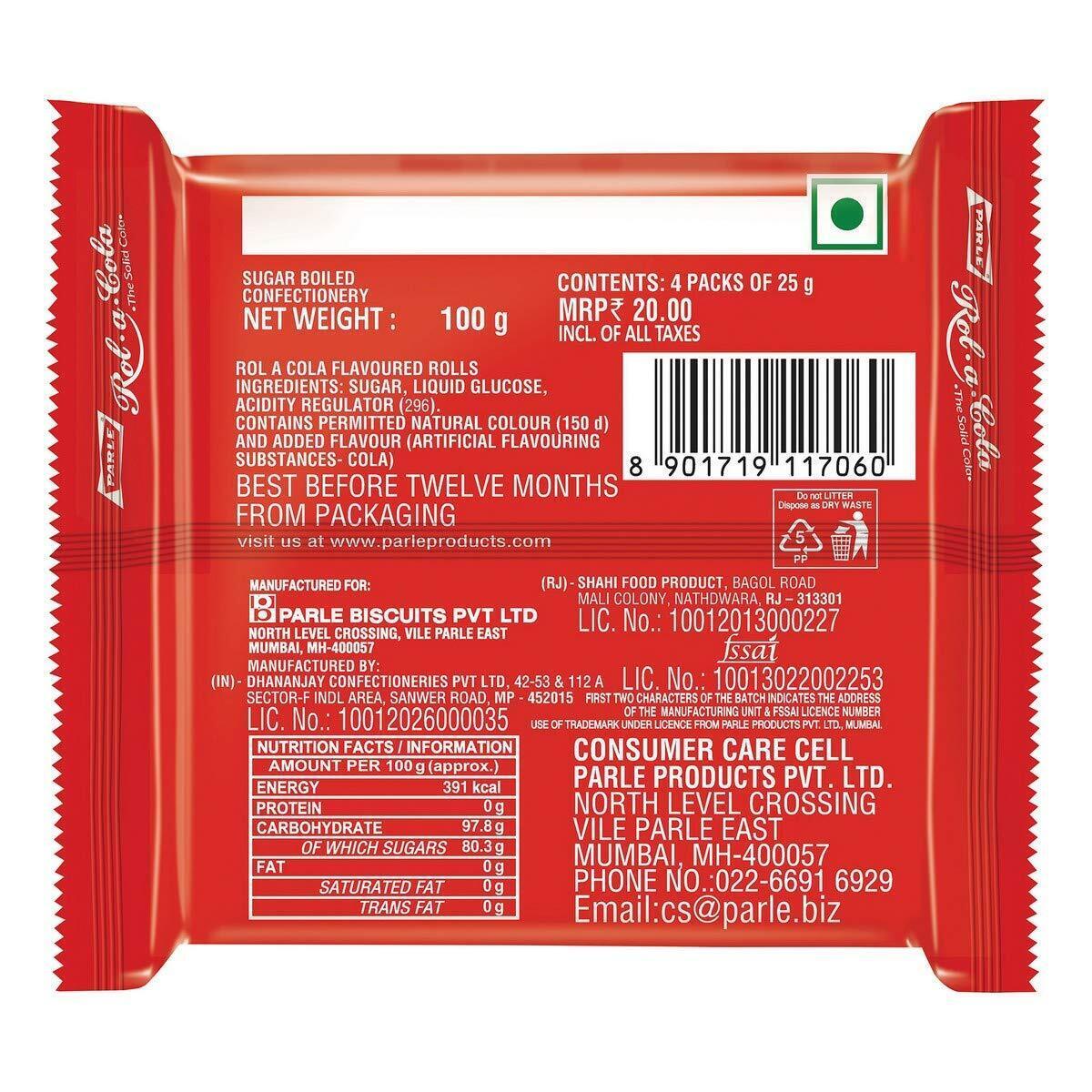 Parle Rol-a-Cola, Candy 4 Roll x 100gram free shipping | eBay