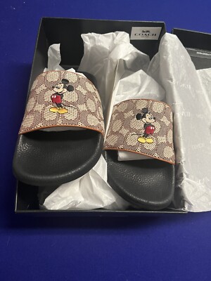 Disney X Coach Walt Disney World Slides Signature W/ Mickey Embroidery ...