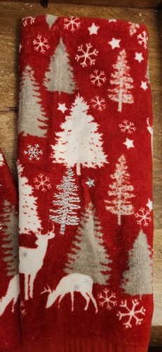 Food Network Red Silver Christmas Reindeer Deer Trees Kitchen Towel ...