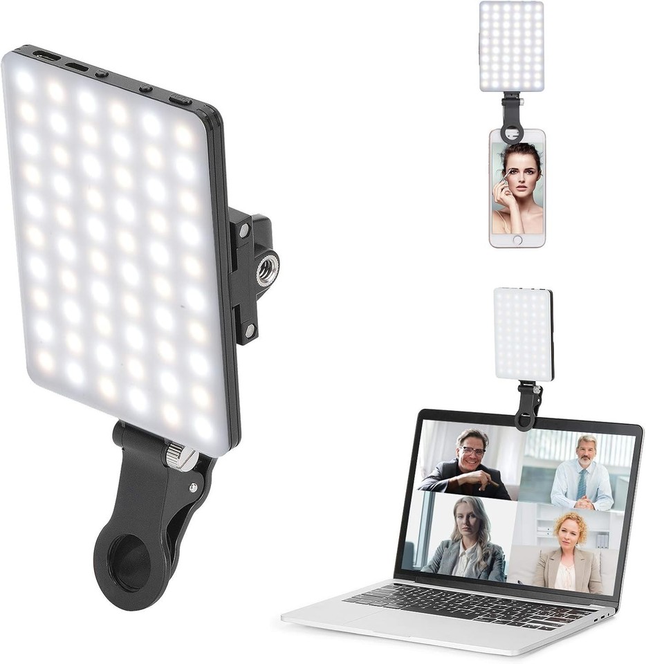 60 LED High Power Rechargeable Clip Fill Video Conference Light with ...