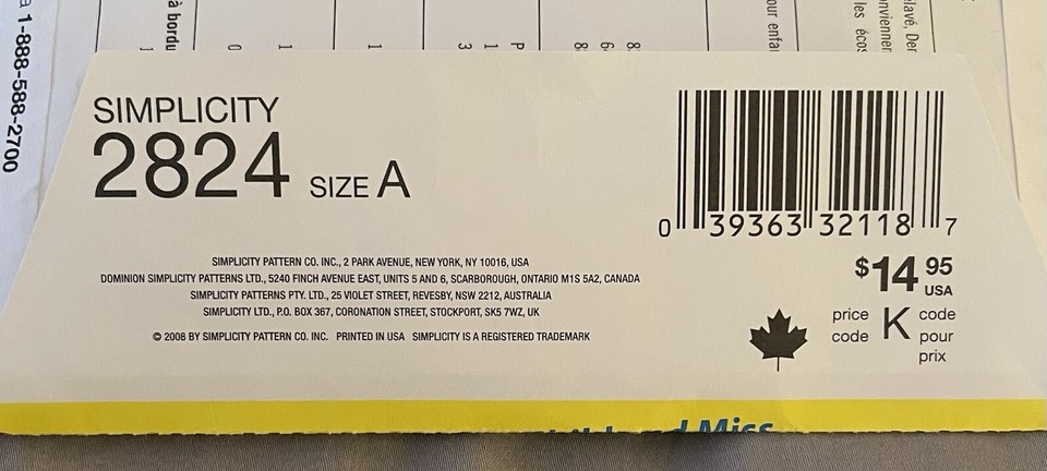 Simplicity 2824 Ladies Childs Aprons Sewing Pattern | eBay