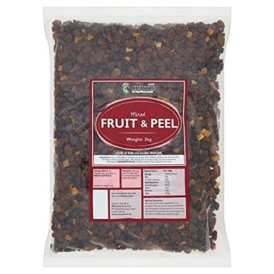 Dried mixed fruit & peel 2kg raisins sultanas currants candied peel ...