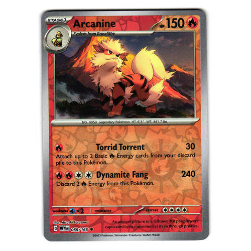 ARCANINE 059/165 REVERSE HOLO SCARLET AND VIOLET 151 POKEMON TCG | eBay