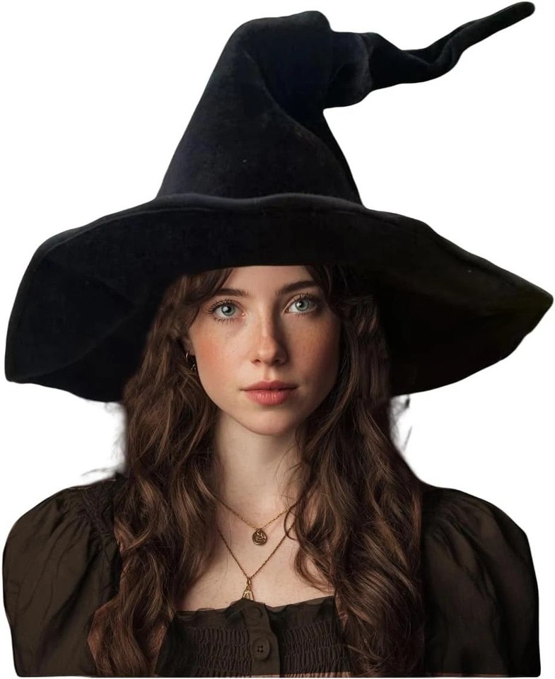 Black Witch Hat Halloween 24 Inch Wicked Witches Hats for Women Witches ...