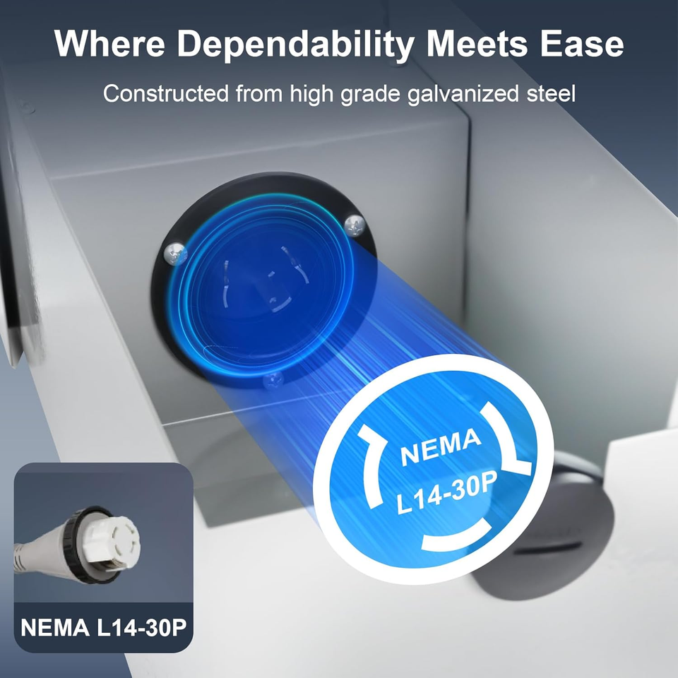 30 Amp Generator Inlet Box, NEMA L14-30P Power Inlet Box for 3R 4-Prong ...