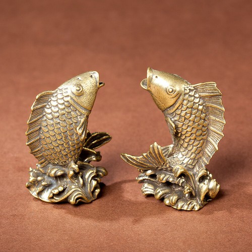 Brass Carp Statue Fish Figurine Home Desktop Decor Gift Ornaments Tea ...