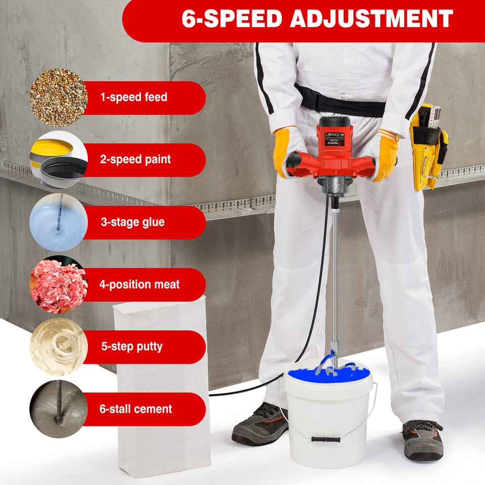 3800W Electric Plaster Paddle Mixer Mortar Paint Cement Stirrer Whisk ...