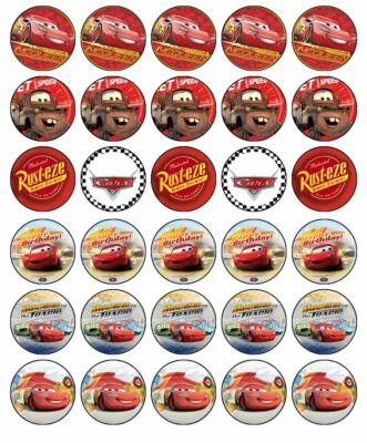 Lightning McQueen Cupcake Toppers Edible Wafer Birthday Cake ...