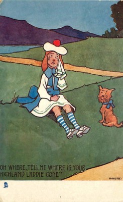 Hamish Signed Postcard Scottish Lass Crying over Missing Laddie ...