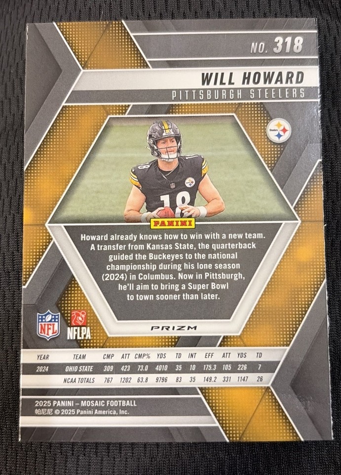 2025 Panini Mosaic Football Will Howard #318 Green Mosaic Prizm (RC ...