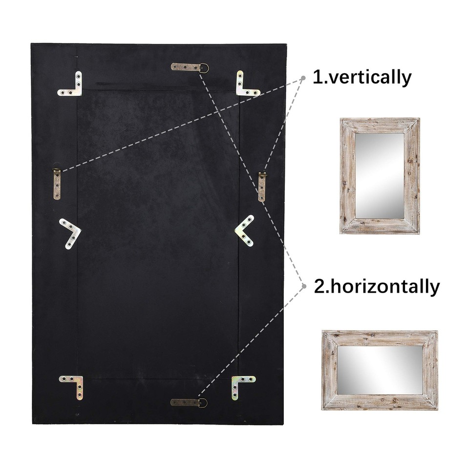 36 X 24 inch Wall Mount Wood Frame Bathroom Vanity Mirror Rustic ...