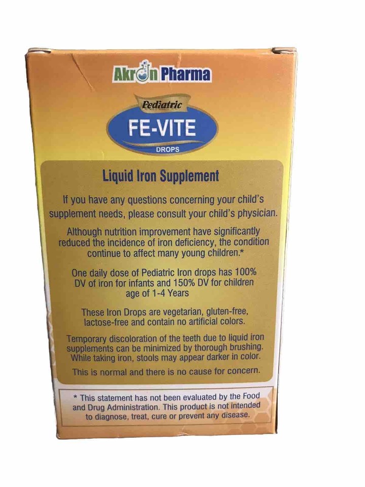 FE-VITE IRON DROPS 50 ML pediatric supplement natural fruit flavor 50mL ...