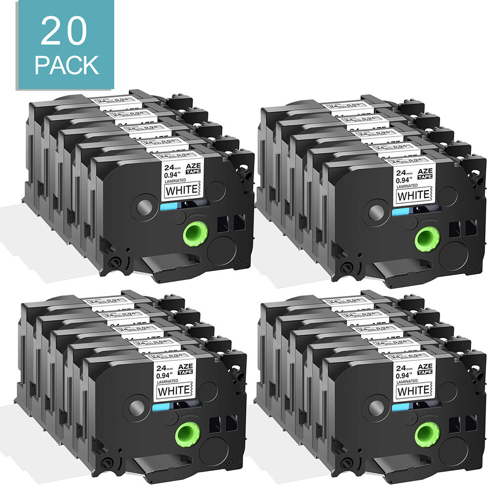 20Pack 24mm Tz 251 TZe251 Black on White Label Tape For Brother P-touch ...