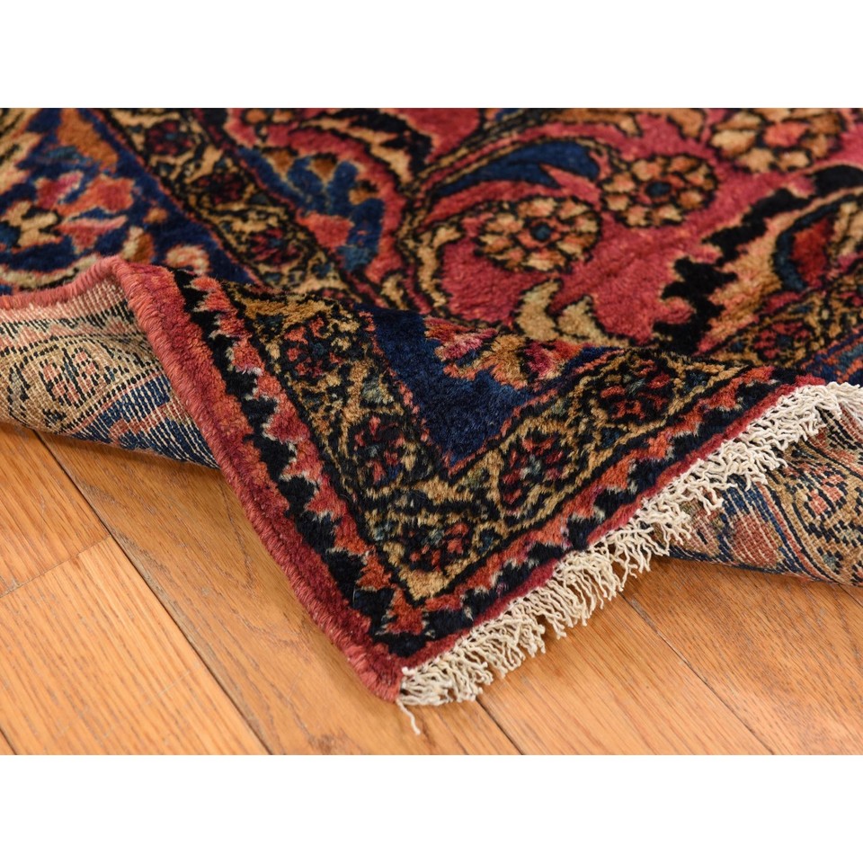 4'10"x6'5" Red Antique Zoroastrian Clean and Soft Wool Hand Knotted Rug ...