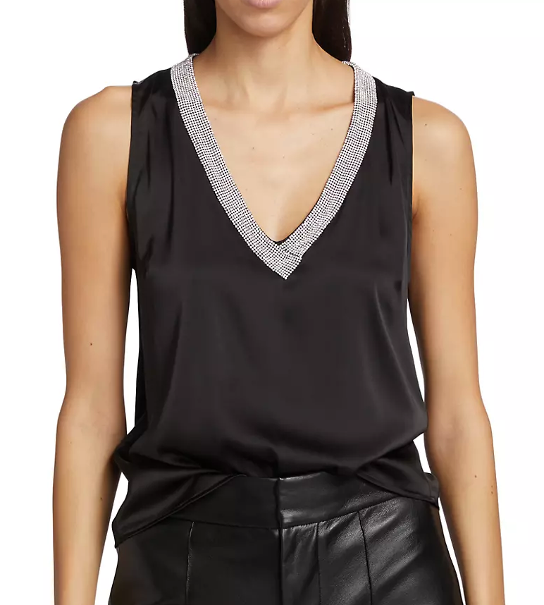 Generation Love Candice Crystal Top NWT Crystal Rhinestone V Neck White ...