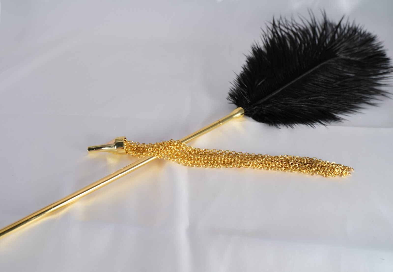 Black Ostrich Feather Tickler Metal Chain Tickler Wand Body Tickle ...