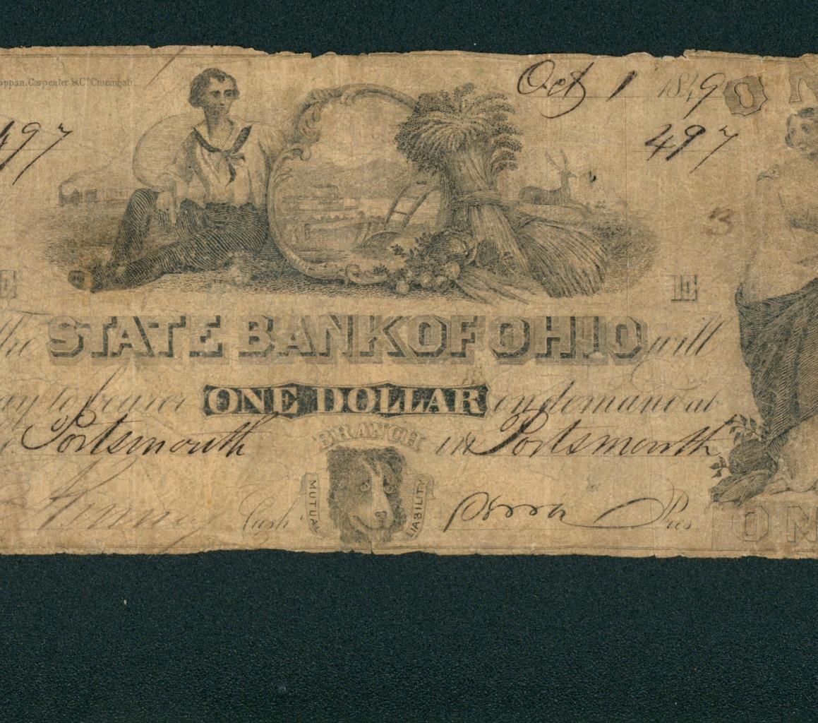 $1 1849 State Bank of Ohio Obsolete Banknote DAILY CURRENCY AUCTIONS | eBay