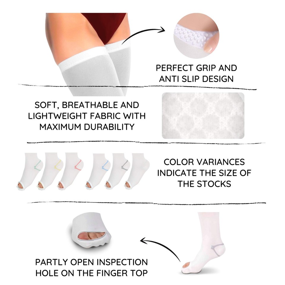 Compression Stockings Thigh High Unisex Ted Hose Socks 15-20 mmHg ...