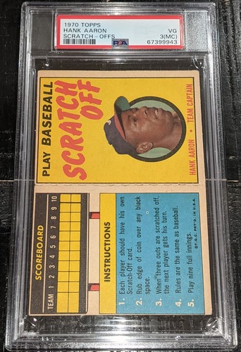 1970 Topps Scratch Offs Hank Aaron PSA 3 VG (mc) Not Scratched Braves ...