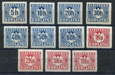 SLOVAKIA 3rd REICH WW2 GERMAN PUPPET STATE 1939 DUES SET J13-J23 ...