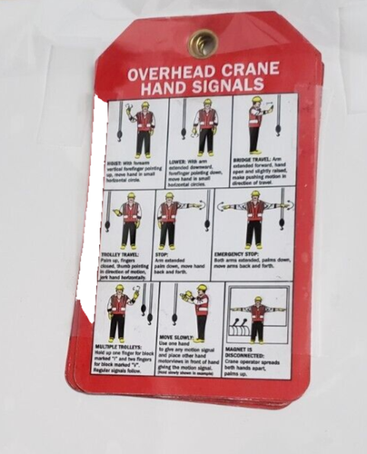 (QTY:2) CRANE-104 Overhead Cranes Sign Crane Hand Signals 5-1/2''x3-1/2 ...
