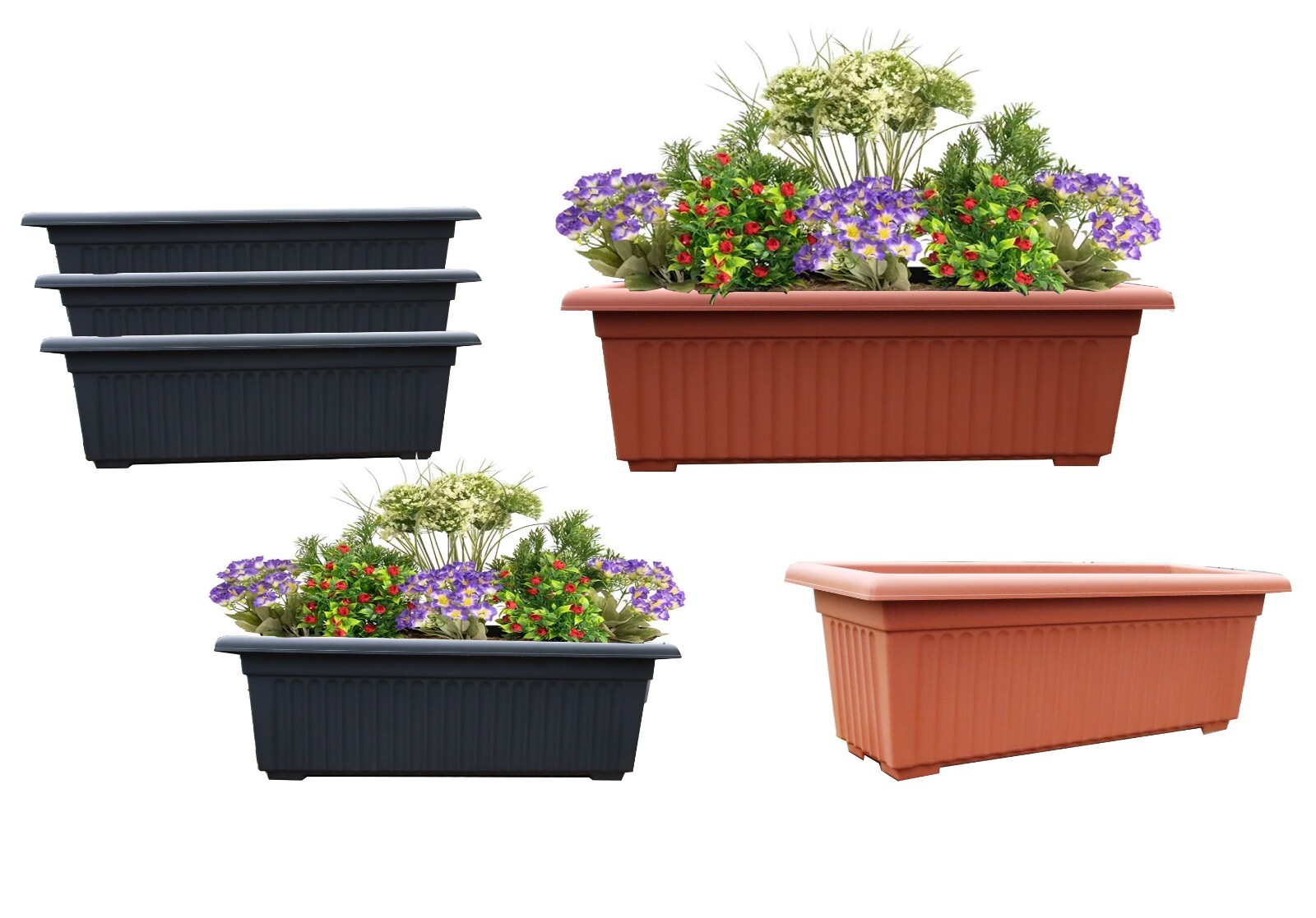 70cm Trough Long Window Box Planter Flower Box Garden Plastic Plant Pot ...