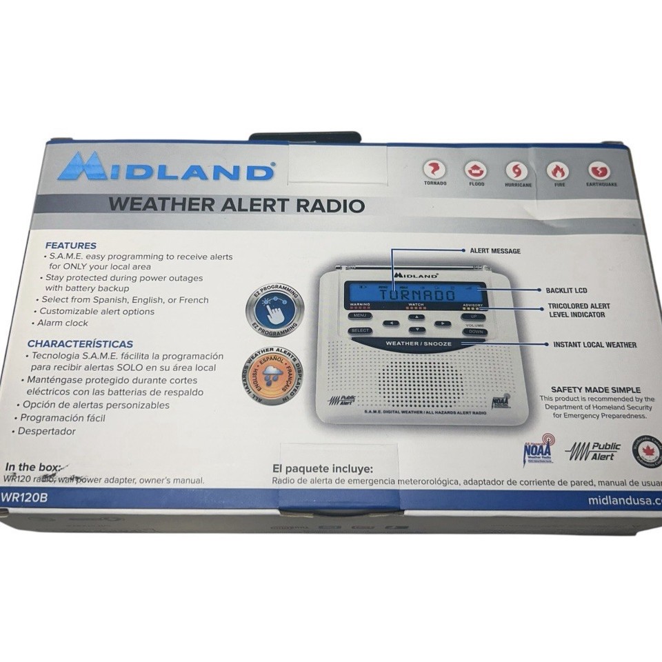 Midland WR-120B Emergency Weather Alert Radio New Open Box 691199332203 ...