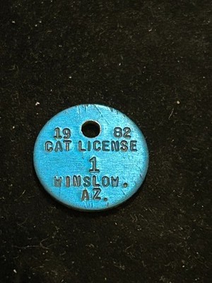 1982 Winslow Arizona Tax Token Cat Dog Tag License #1 | eBay