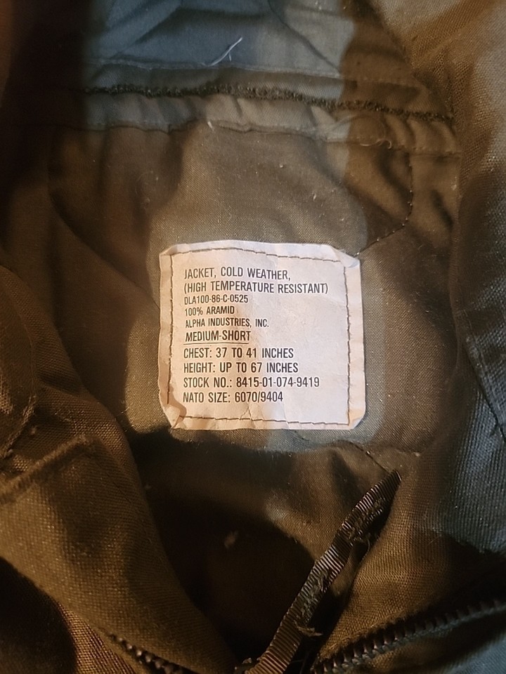 Vtg USGI Cold Weather High Temperature Resistant Tanker CVC Jacket Sz ...