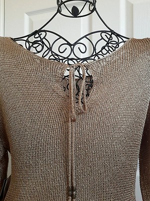 Ralph Lauren NWT $139~ Womens L~Vtg.Tahiti~Copper Metallic Knit Acetate ...