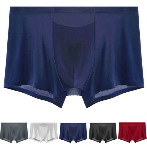 Men's Breathable Comfy-Ice-Silk Boxer Briefs Shorts Bulge Underpants ...
