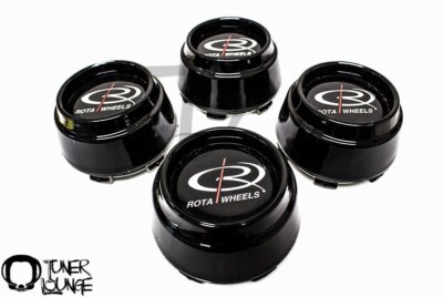 ROTA WHEELS CENTER CAPS GLOSS BLACK 4PCS REPLACEMENT SET P45R P45 | eBay