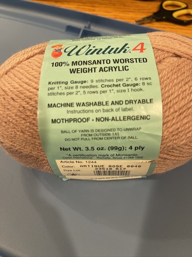 NWT Vtg WINTUK 4 Hand Knitting Yarn by Caron Pink Antique Rose Color ...