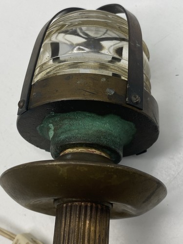 ANTIQUE BRASS BOAT STERN LIGHT “GLASS LENS NMLCO” DESK/BOAT LAMP Nicely ...