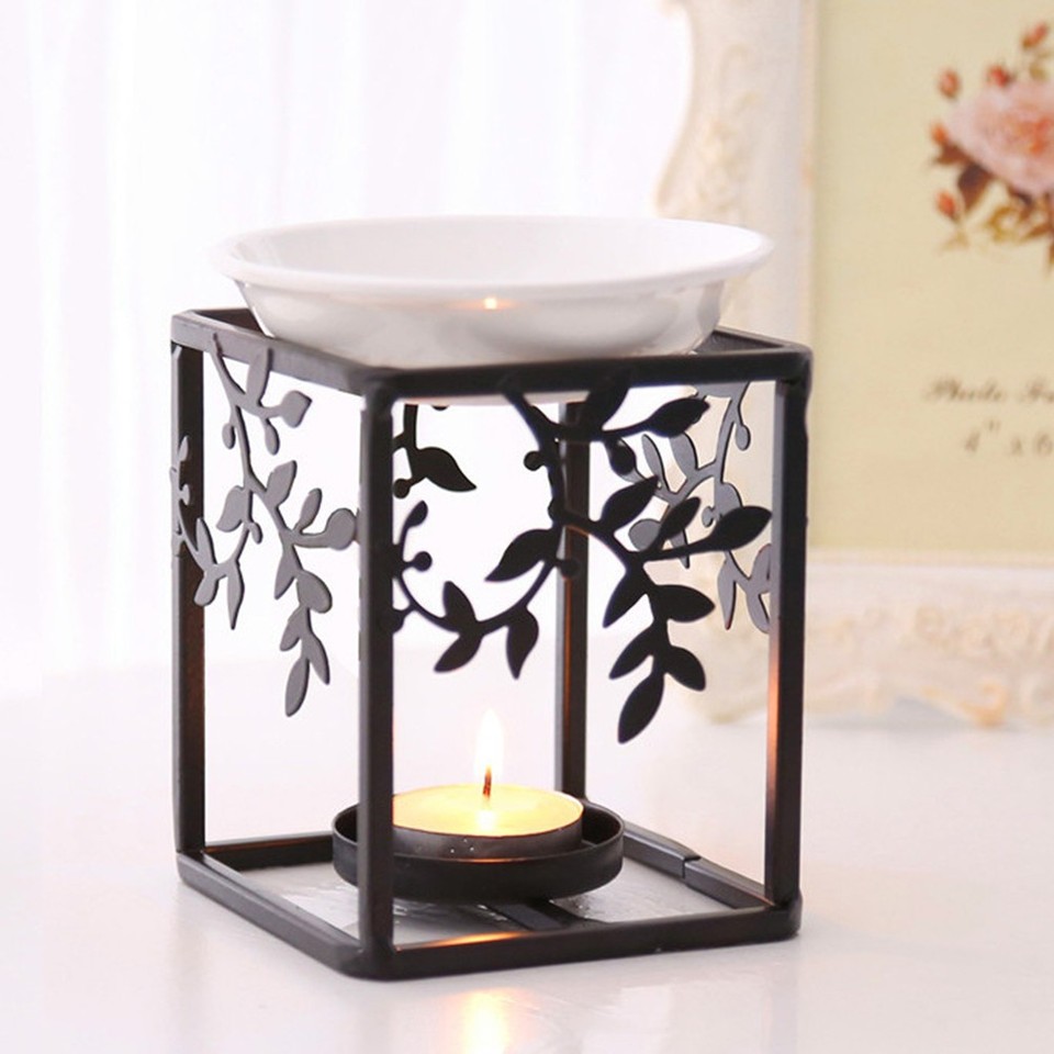 Square Iron Rack Candle Holder Ceramic Plate Aromatherapy Essential Oil ...