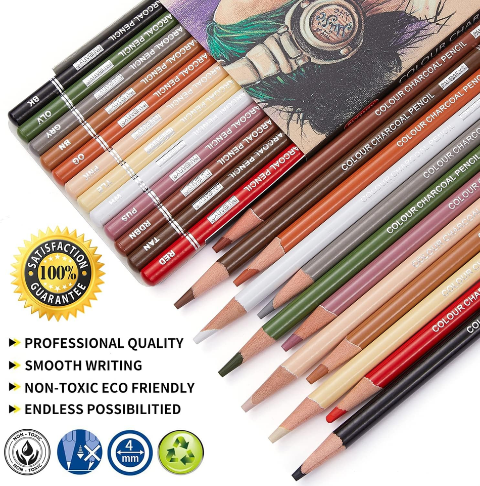 Professional Colored Charcoal Pencils Drawing Set, Skin Tone Colored ...