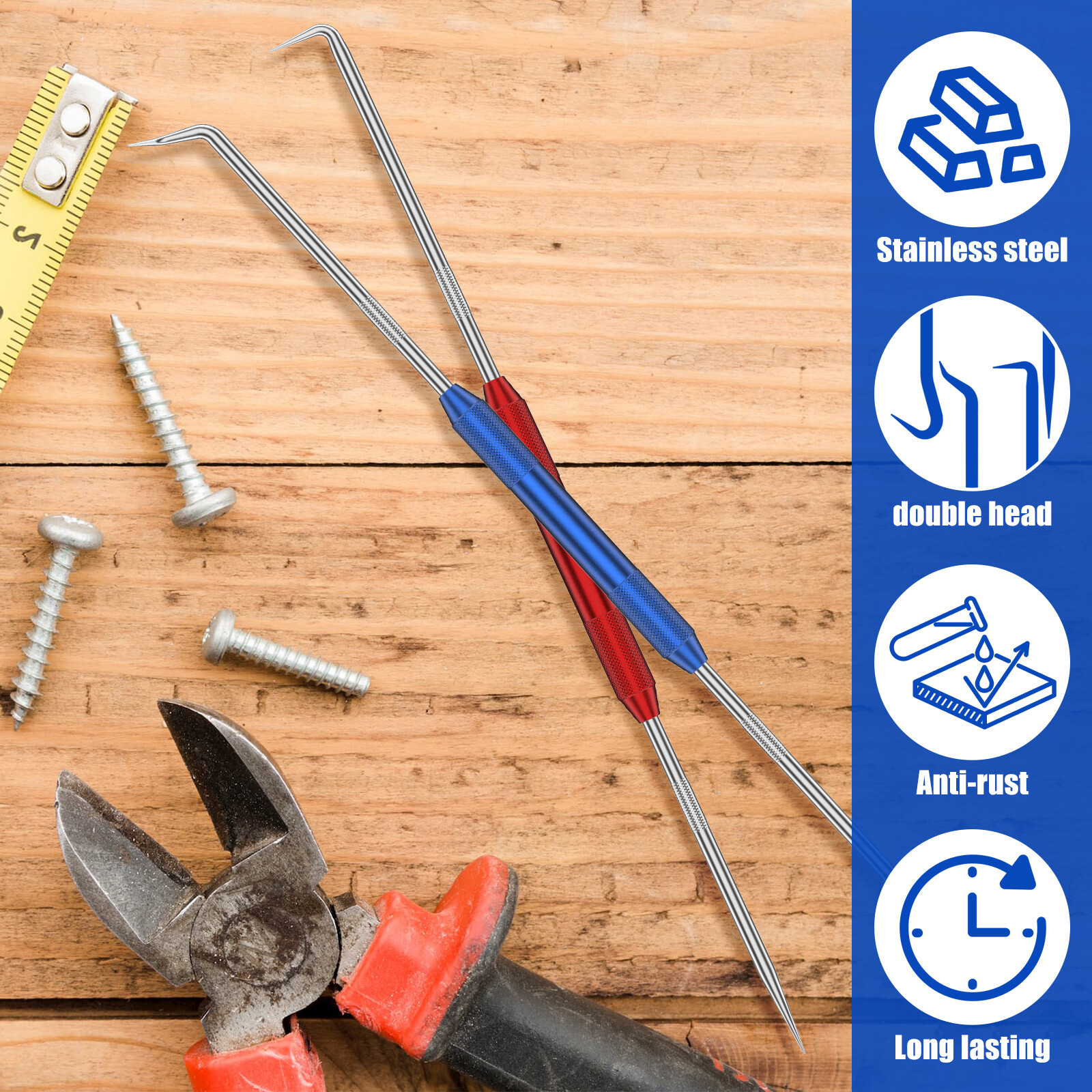 4Pcs Double Pointed Scriber Straight 45 Degree 90 Degree Metal Scribe ...