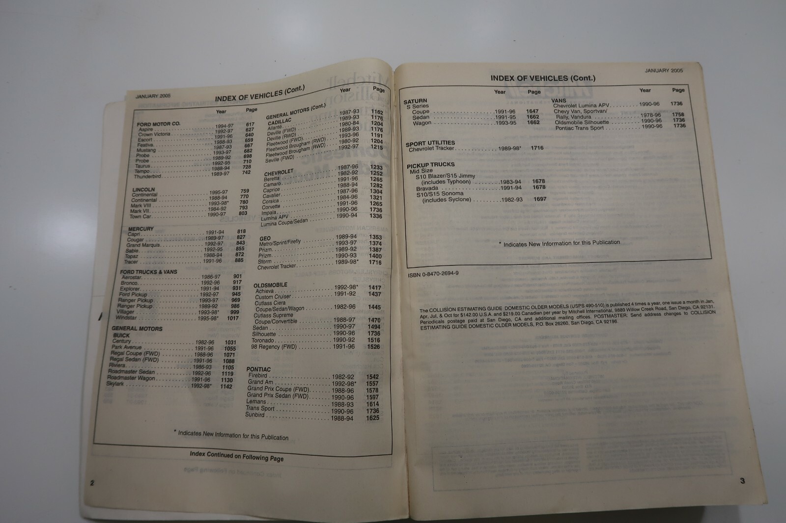 MITCHELL CRASH COLLISION ESTIMATING GUIDE BOOK 2005 OLDER MODEL FORD ...