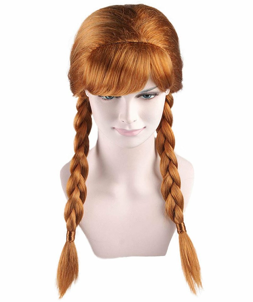 Women's Princess Wig | Ginger Long Braided Character Cosplay Brown Wig ...