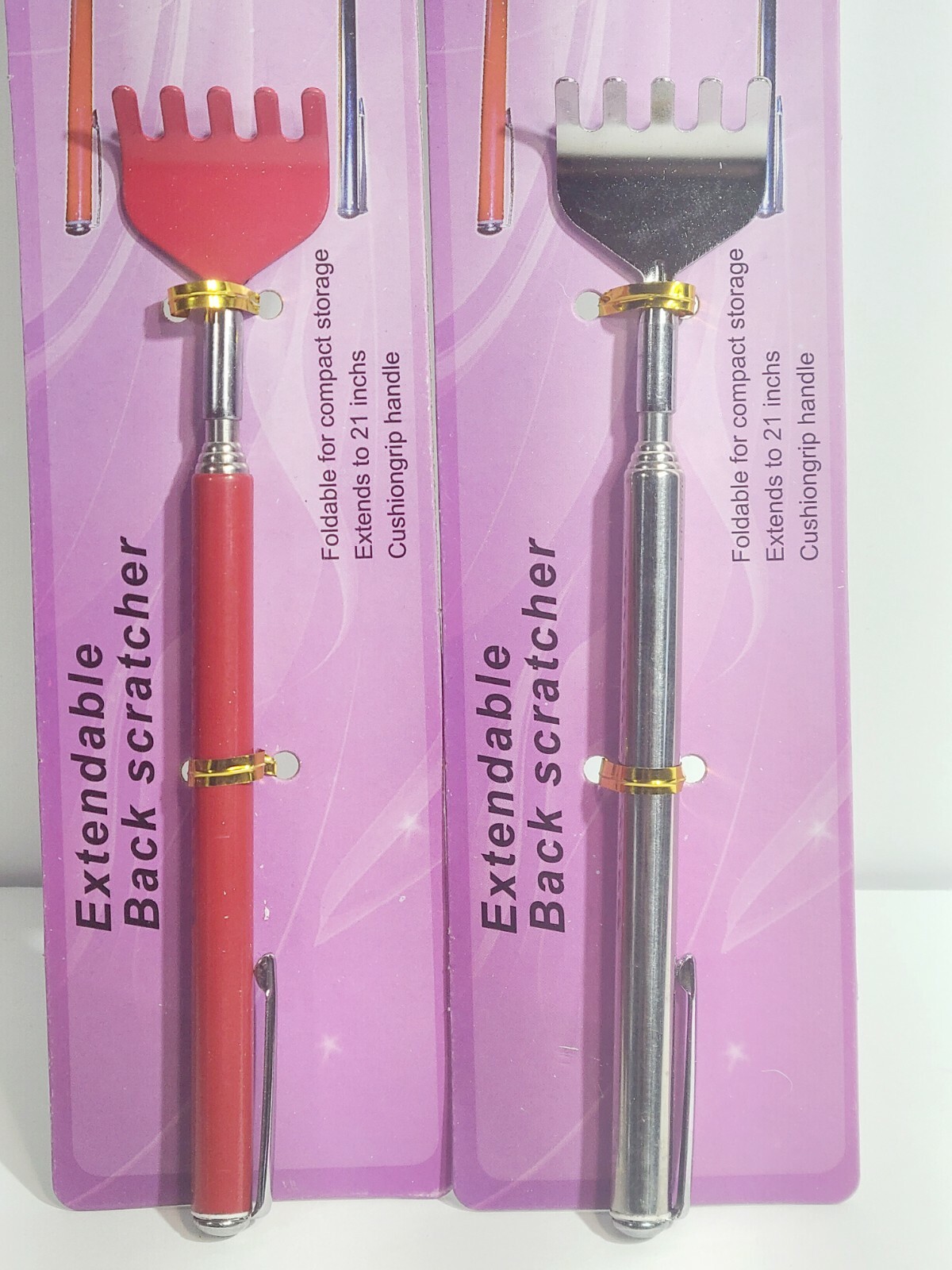 2 pc Metal Stainless Steel Back Scratcher Telescopic Extendable Claw ...