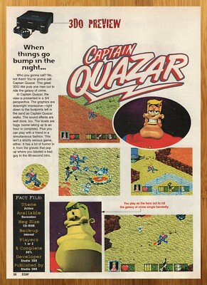 1995 Captain Quazar 3DO PREVIEW Print Ad/Poster Retro Vintage Video ...