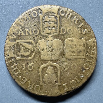 1690 James II "Gunmoney" Crown - Dublin - 5 Shilling Coin - F - Ex ...