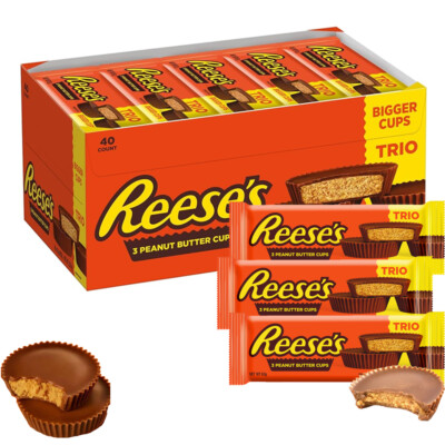 Reeses Trio Peanut Butter Cups 63g with Smooth Milk Chocolate | eBay
