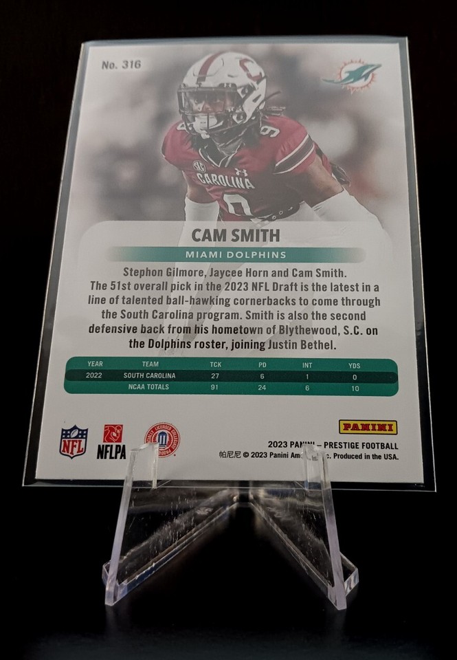 2023 Prestige CAM SMITH Rookie Card 316 Miami Dolphins RC | eBay