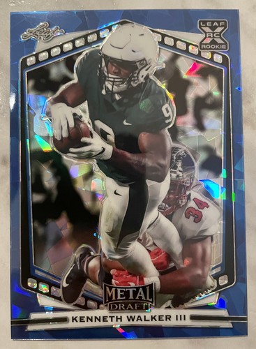 2022 LEAF METAL DRAFT KENNETH WALKER III BLUE CRACKED ICE SEATTLE ...