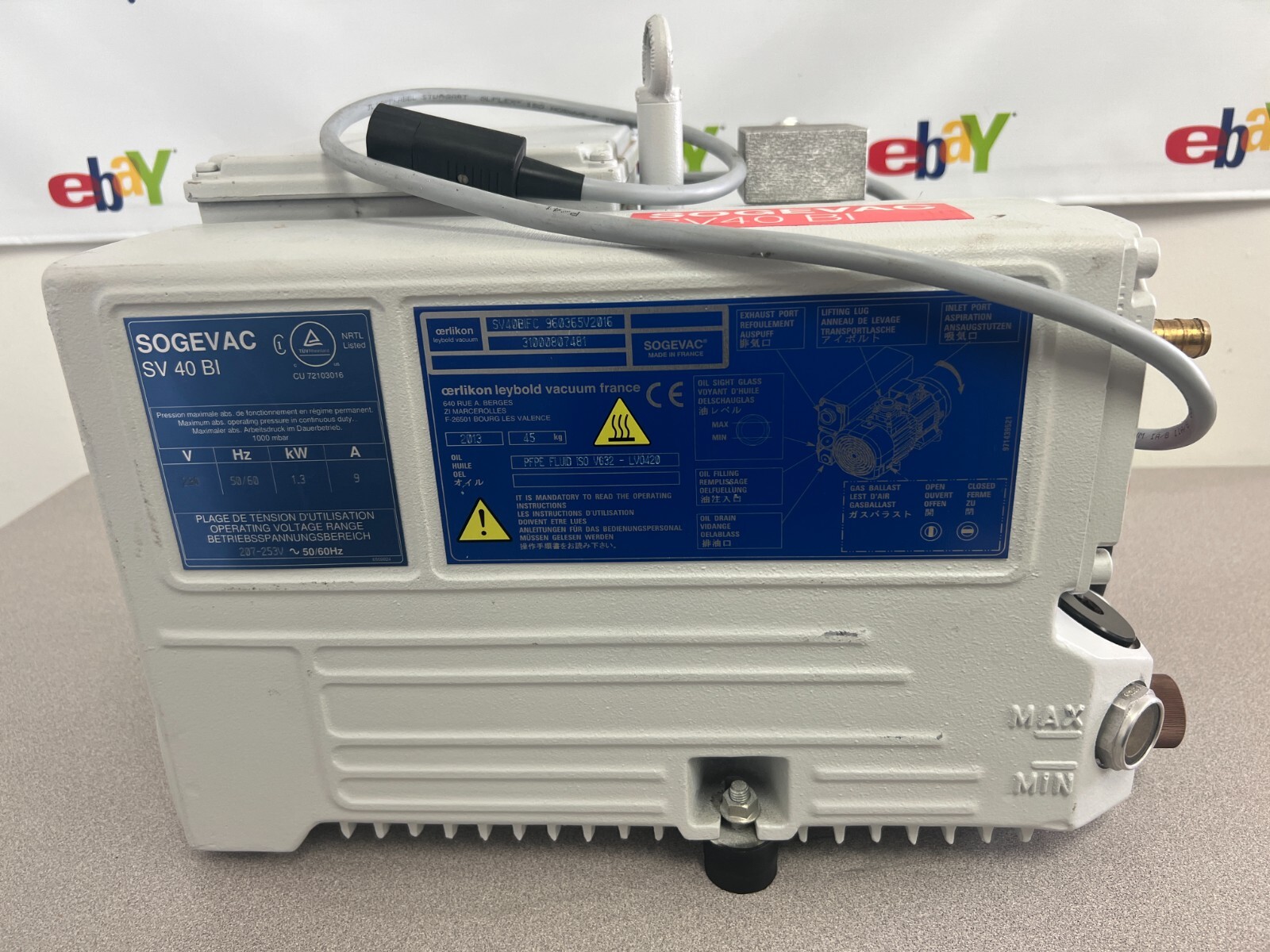 SOGEVAC SV40 BI ROTARY VANE VACUUM PUMP / 230V | eBay