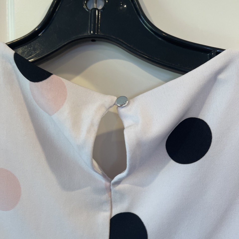 Calvin Klein Sleeveless Blouse Large Black,White,Pink Polka Dot Pattern ...