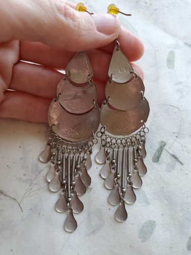 Vintage Estate Peruvian Dangle Earrings Silver Colored South American ...