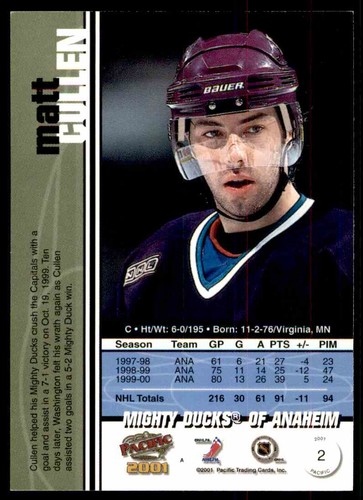 2000-01 PACIFIC MATT CULLEN #2 | eBay