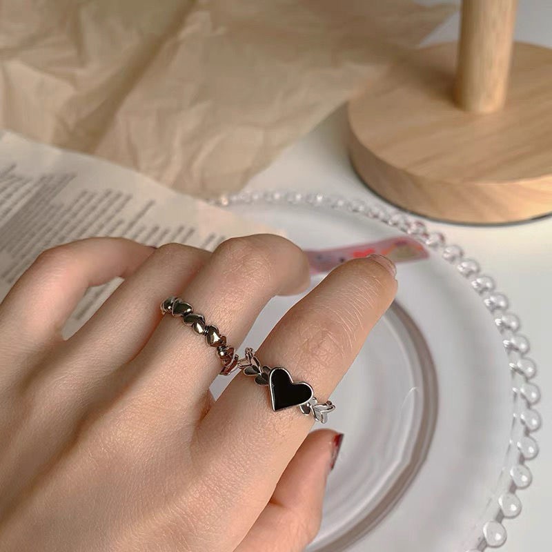 2PCS Vintage Heart Ring Love Finger Rings Set For Women Couples Lover Party Gift | eBay Australia